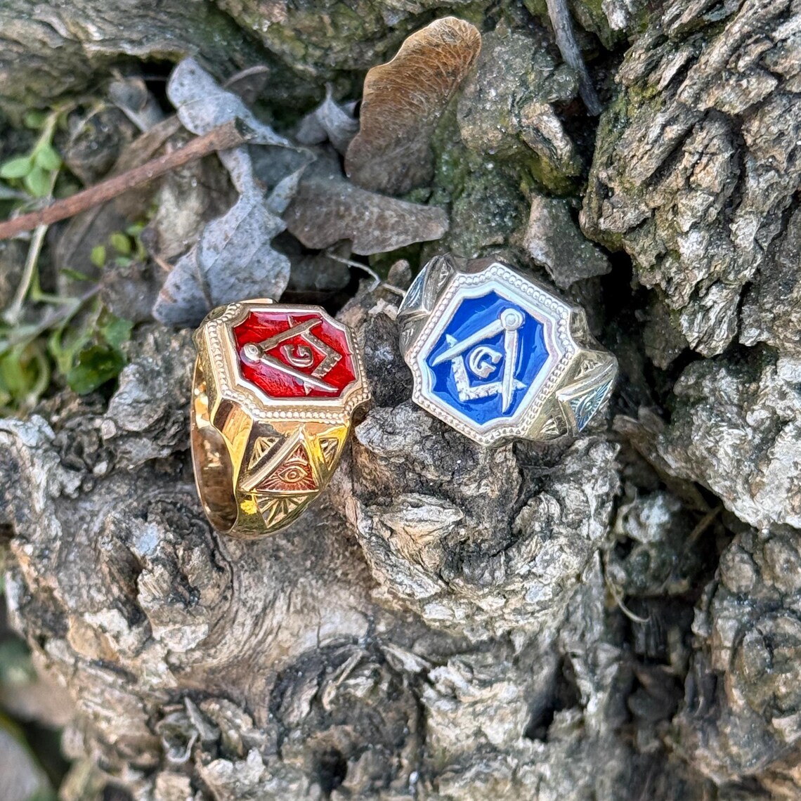 Masonic Ring – Enamel Freemason Ring for Men, Master Mason Signet in ...