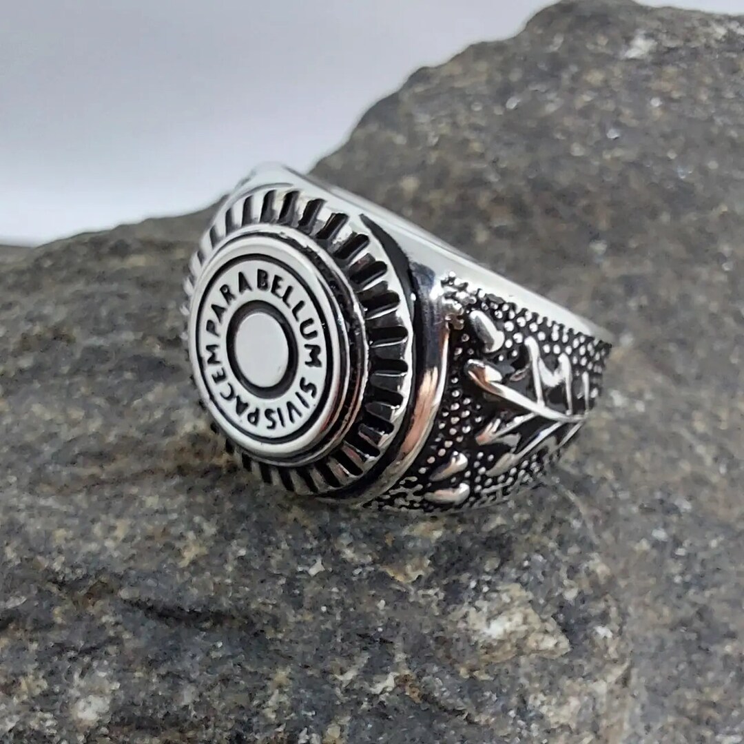 Si Vis Pacem, Para Bellum Bullet Ring • Latin Quote Ring • Bullet Band ...