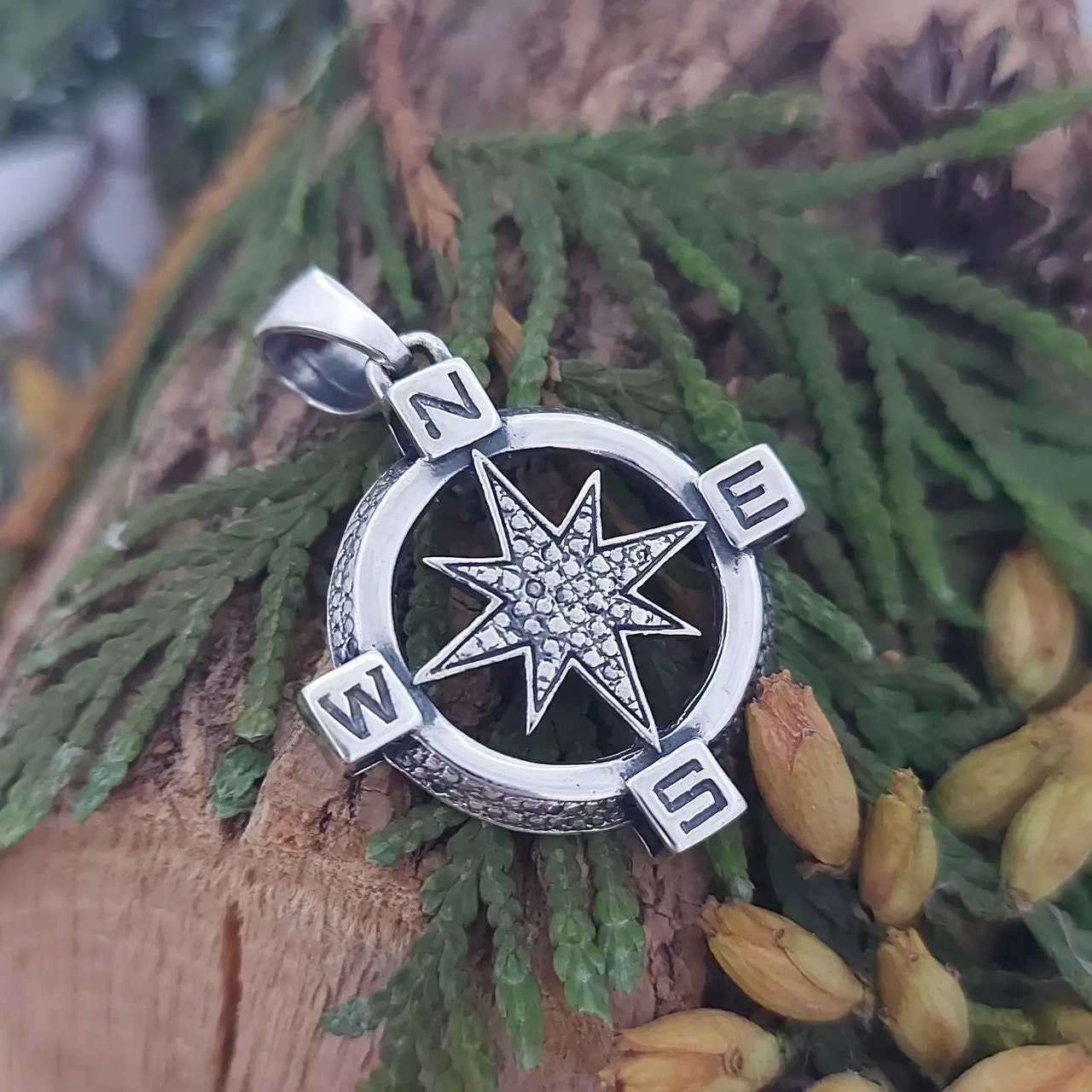 Nautical North Star Compass Pendant Compass Rose Jewelry - Etsy