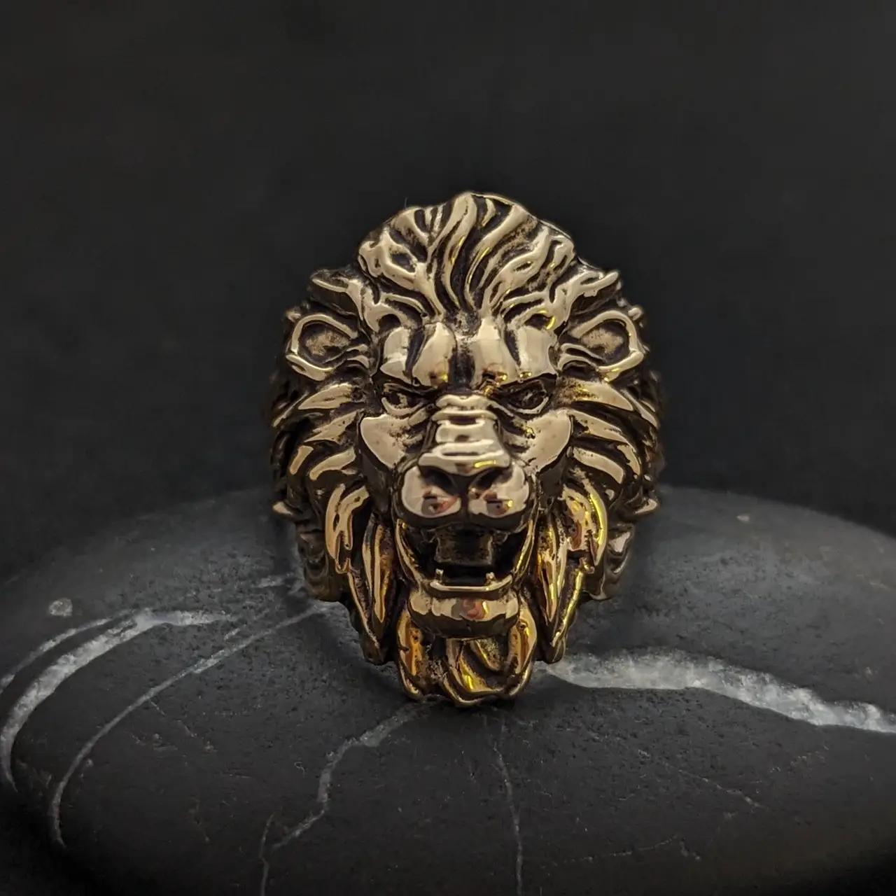 Lion Face Ring - Unique Lion Head Jewelry - Handcrafted Animal Ring for ...