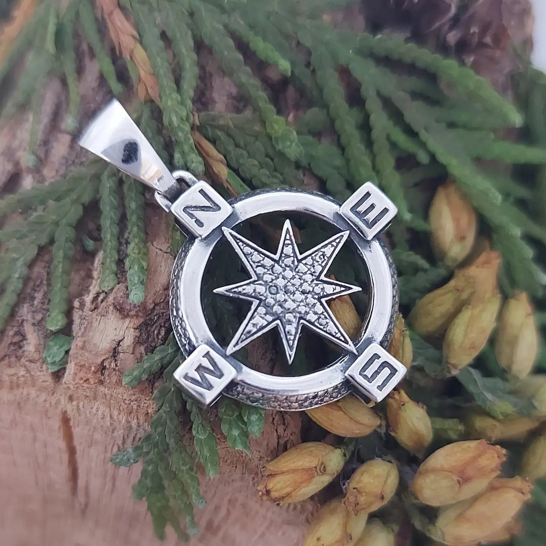 Nautical North Star Compass Pendant Compass Rose Jewelry - Etsy