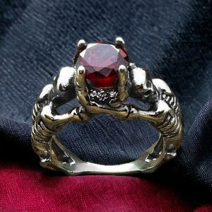 Gothic Skull Skeleton Ring With Gem Mystical Elegance and Edgy Glamour ...