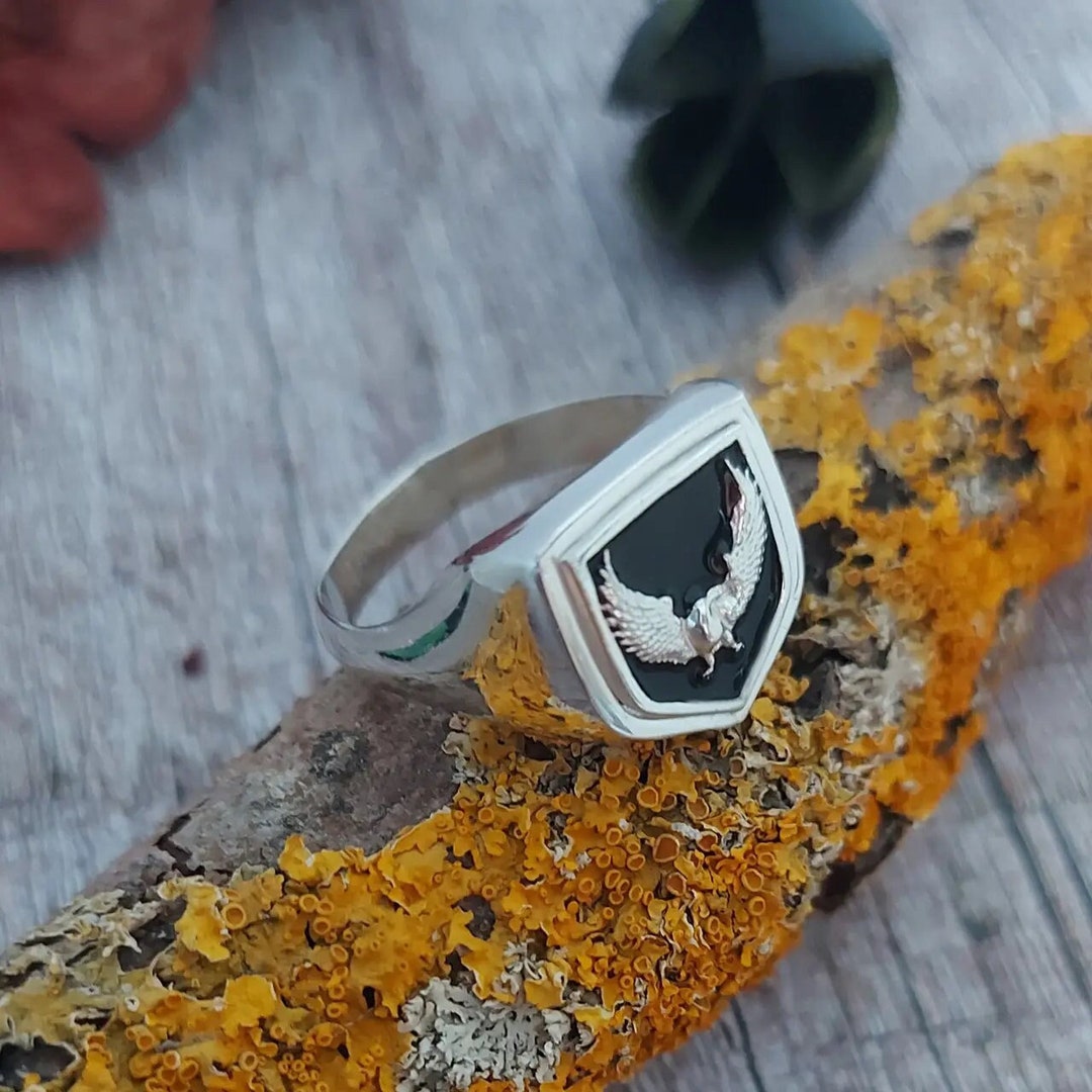 Silver American Eagle Symbol Signet Ring Hawk Ring Biker Ring - Etsy