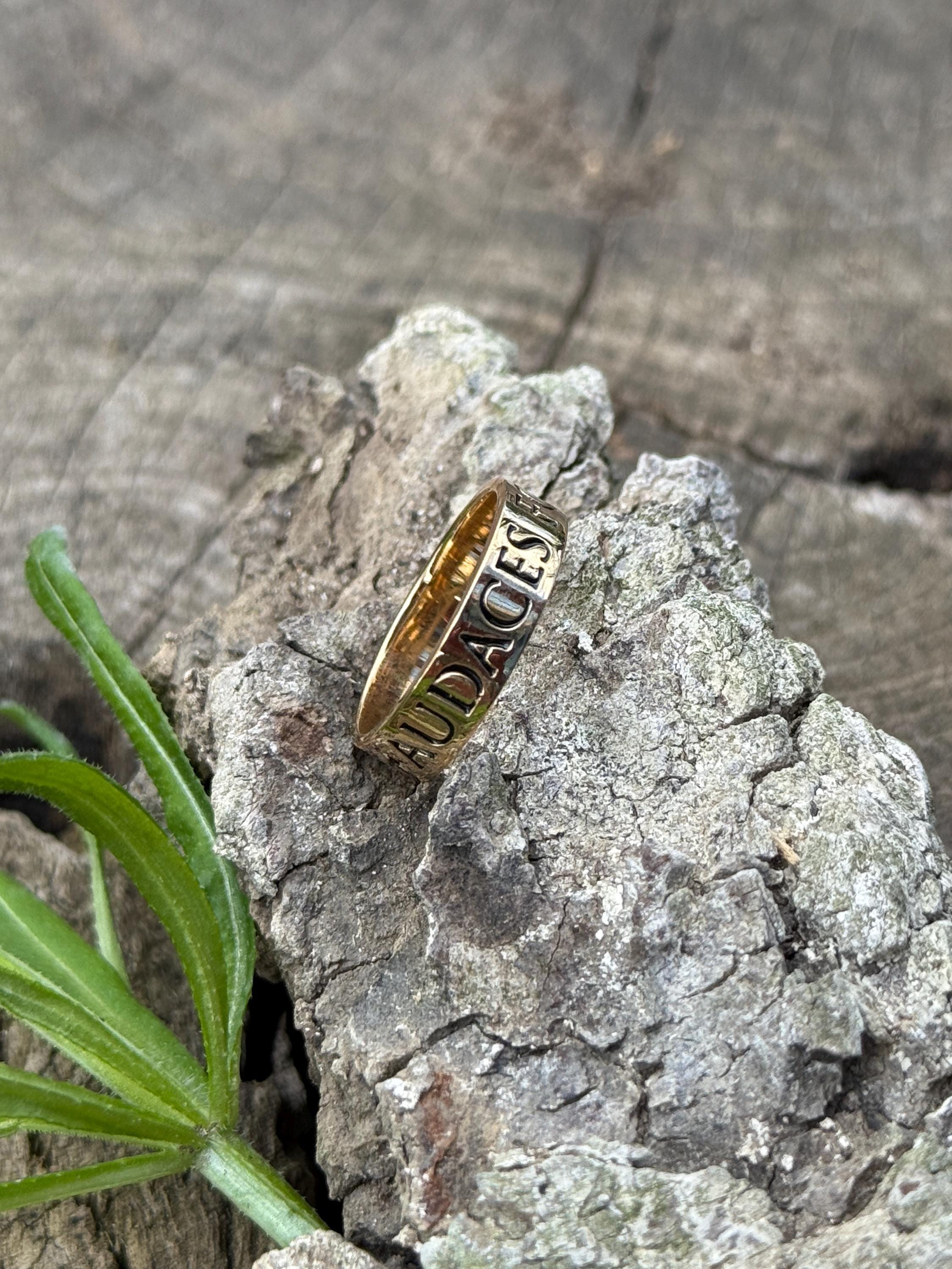 Audaces Fortuna Juvat Ring | Latin Motto Ring in Sterling Silver ...