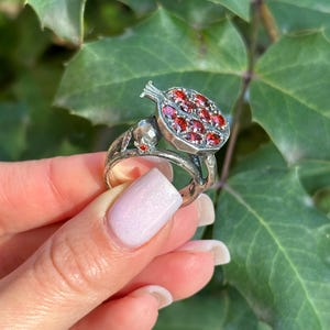 Handcrafted Vintage Pomegranate Motif Ring in Sterling Silver - Retro ...