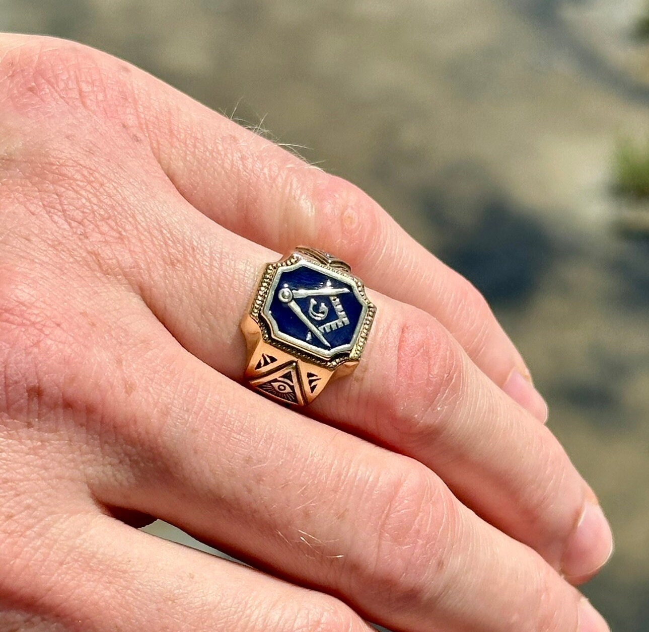 Men's Masonic Ring Handcrafted 925 Sterling Silver Freemason Master ...