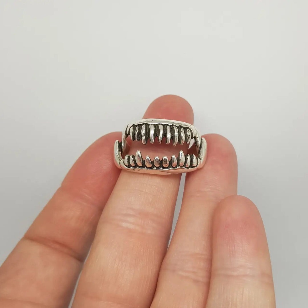 Jaws Horror Goth Ring Halloween Shark Tooth Punk Pirate Ring - Etsy