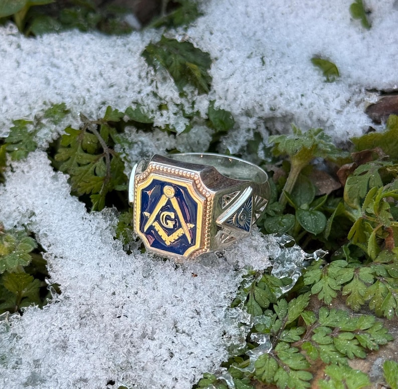 Masonic Ring – Enamel Freemason Ring for Men, Master Mason Signet in ...