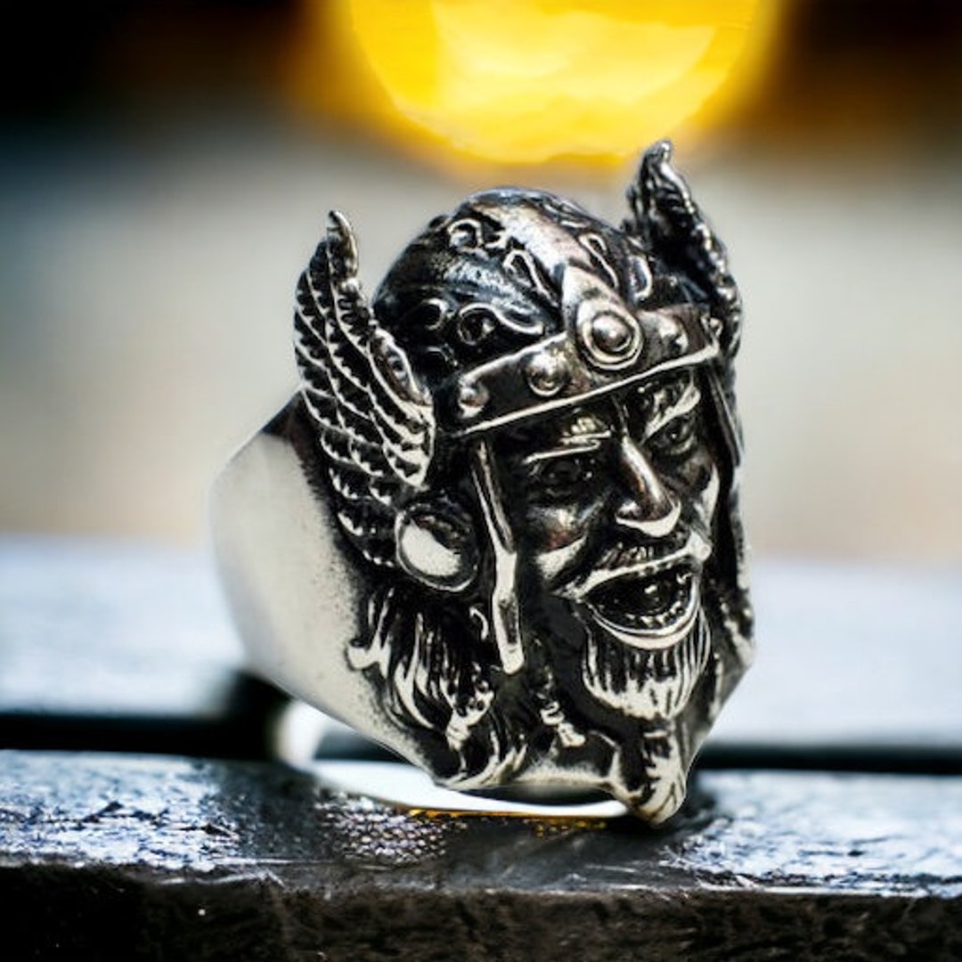 Silver Viking Ring With Thor's Head - Norse Mythology Jewelry - Etsy
