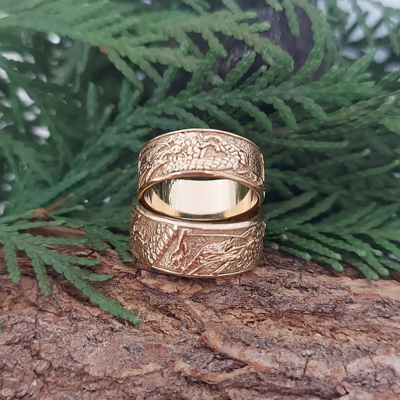 Dragon Wedding Ring Set Viking Wedding Ring Dragon Ring Bronze - Etsy