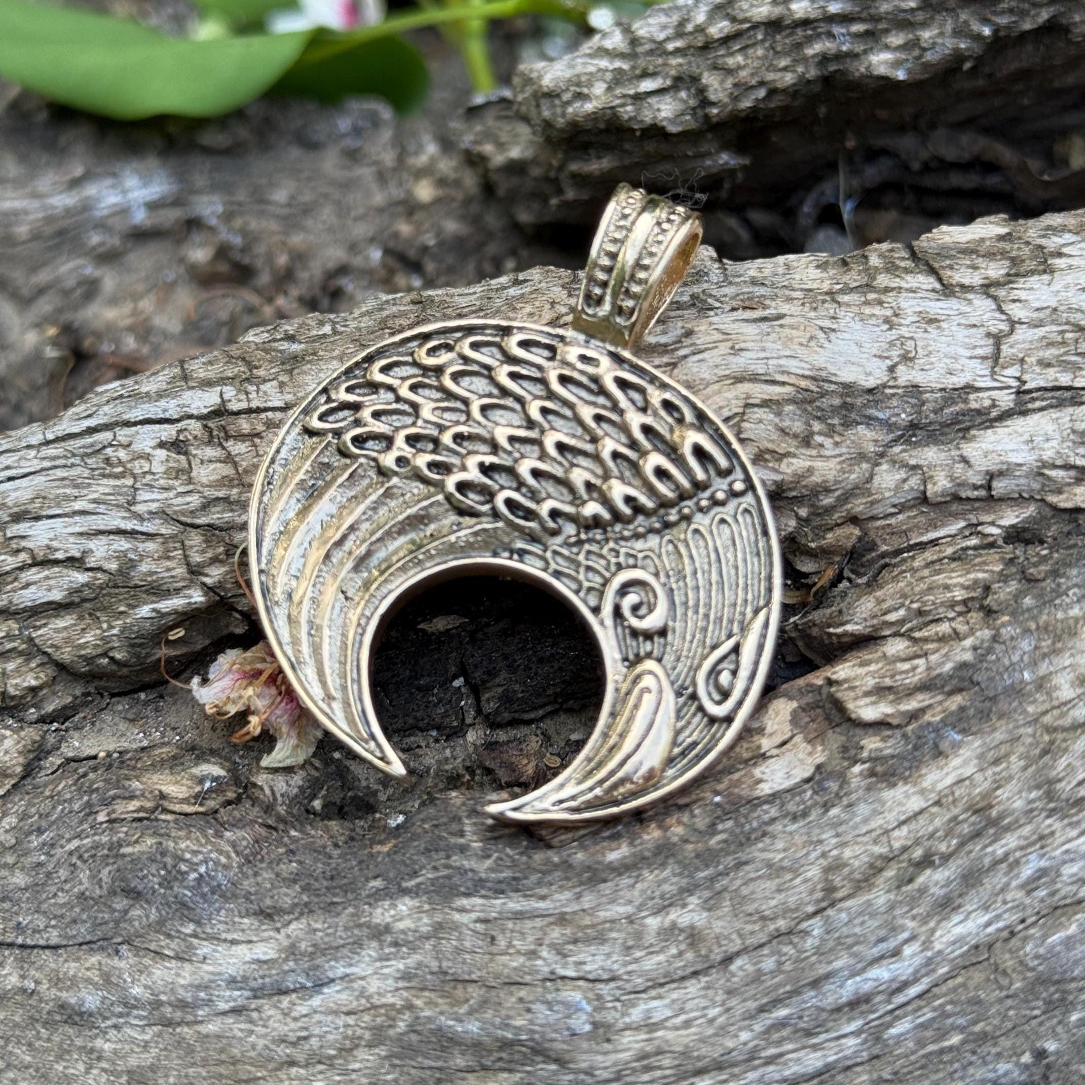 Silver Crescent Raven Necklace | Viking Amulet With Lunula Moon & Raven ...