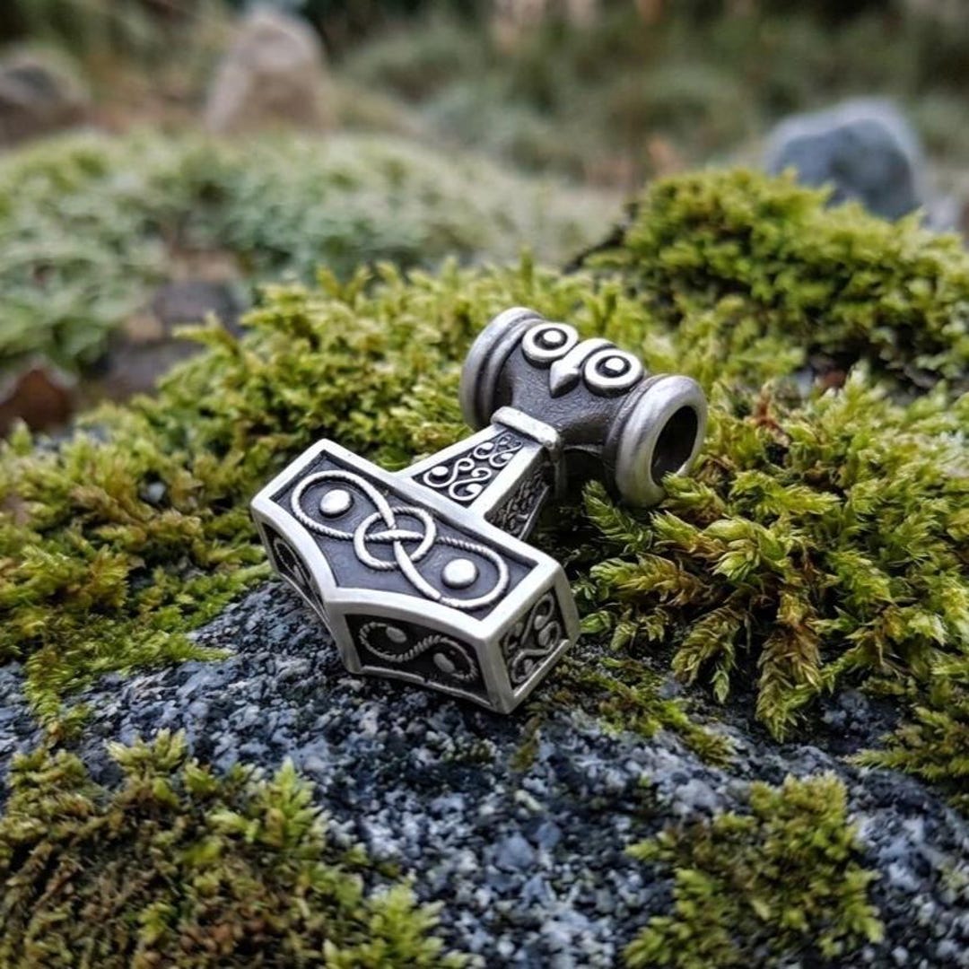 Norse Mjölnir Pendant - Bronze Thor's Hammer Necklace - 925 Silver ...