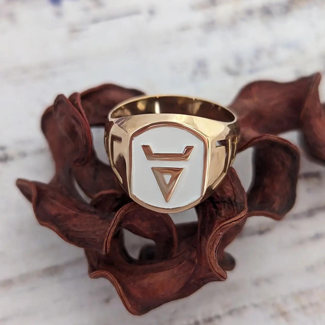 Veles Slavic Symbol Enamel Bronze Men’s Ring - Sterling Silver 925 Gold ...