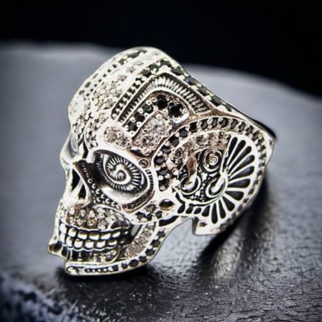 Steampunk Gothic Skull Ring With Gems - Vintage Victorian Style Jewelry ...