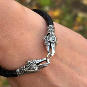 Viking Raven Bracelet for Men - Leather Norse Raven Jewelry Featuring ...