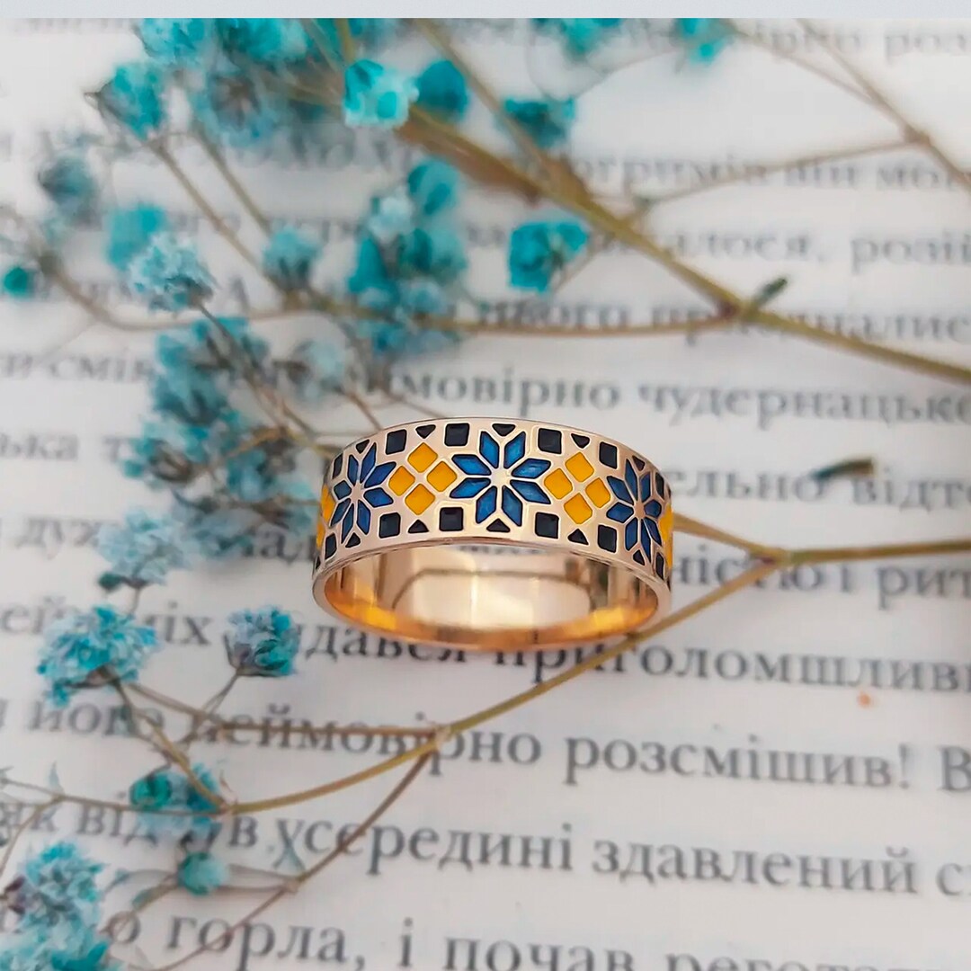 Ukrainian Embroidery Ring Ukraine Ornament Ring - Etsy