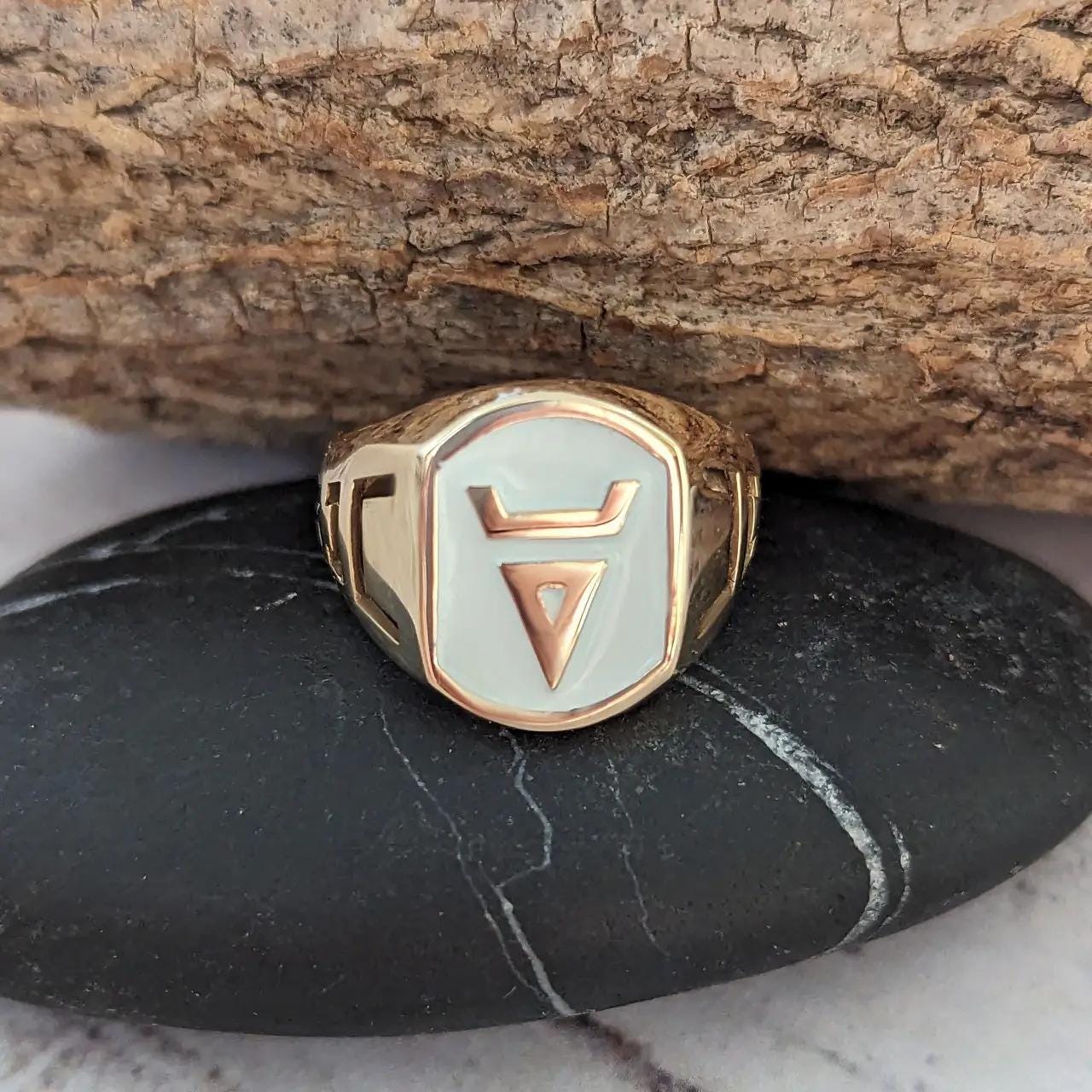 Veles Slavic Symbol Enamel Bronze Men’s Ring - Sterling Silver 925 Gold ...