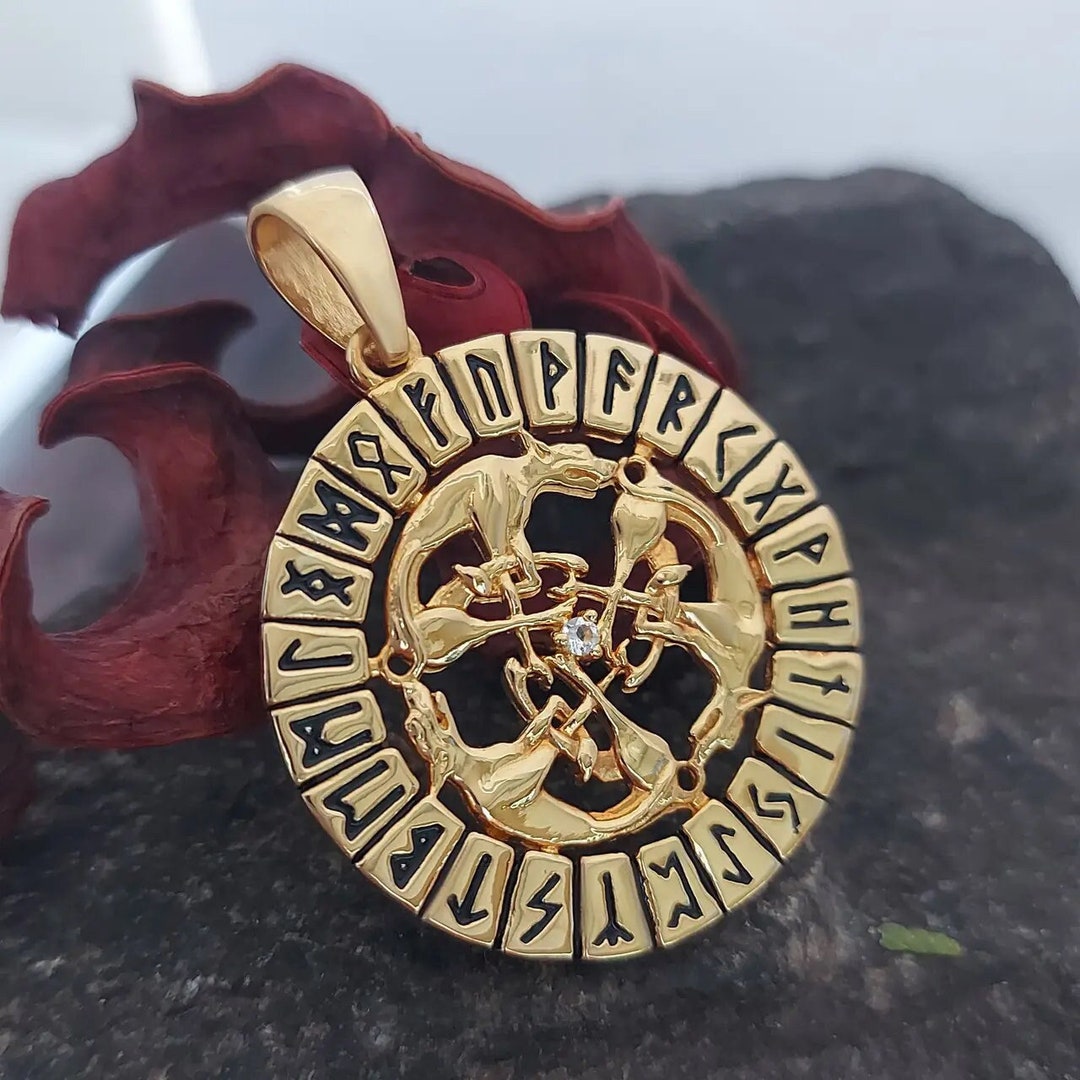 Wolf Pack Rune Alphabet Viking Protection Pendant Nordic Necklace - Etsy