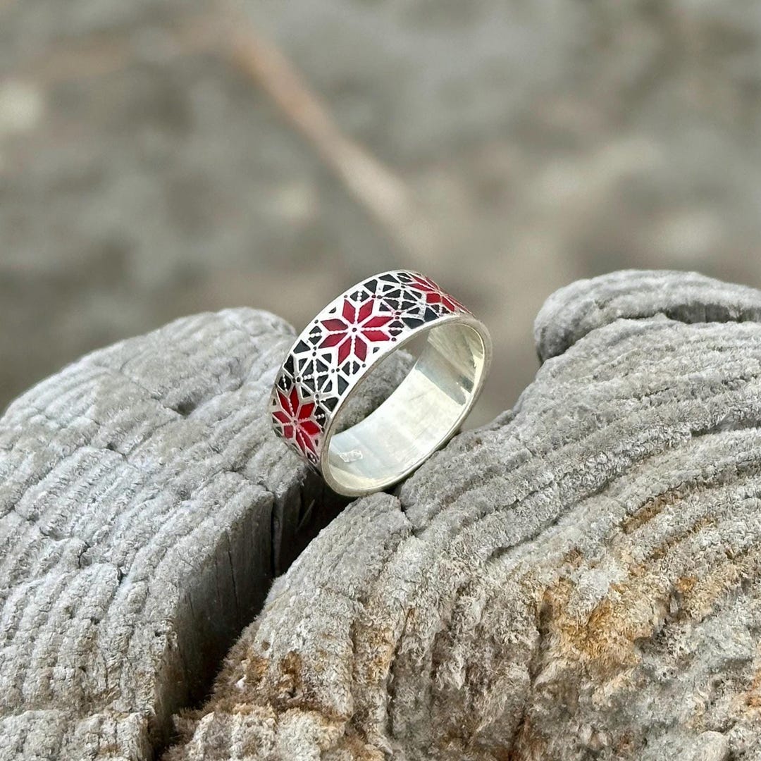 Ukrainian Ornament Ring With Enamel – Embroidery Pattern Band, Ukraine ...