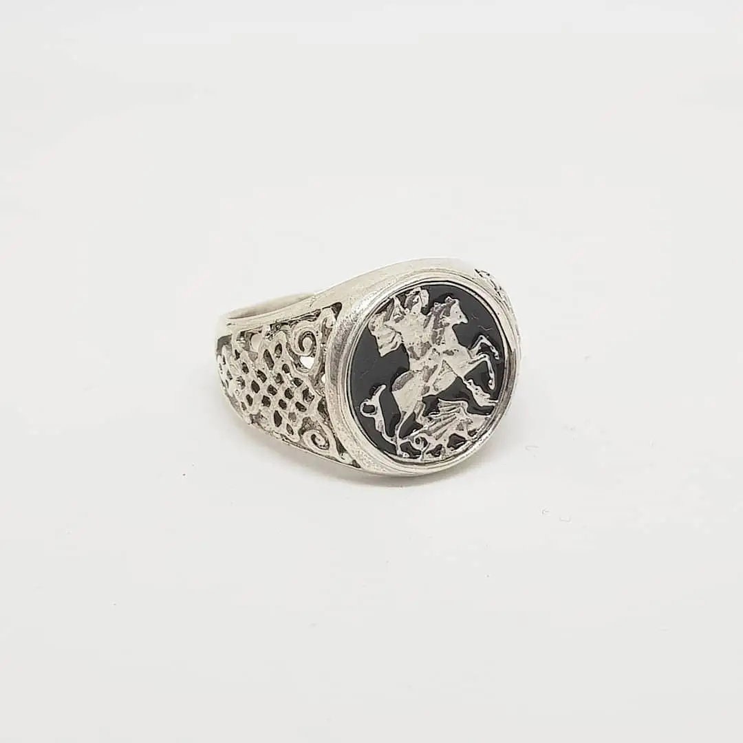 Saint George the Victorious Ring – Silver Signet Ring With Dragon ...