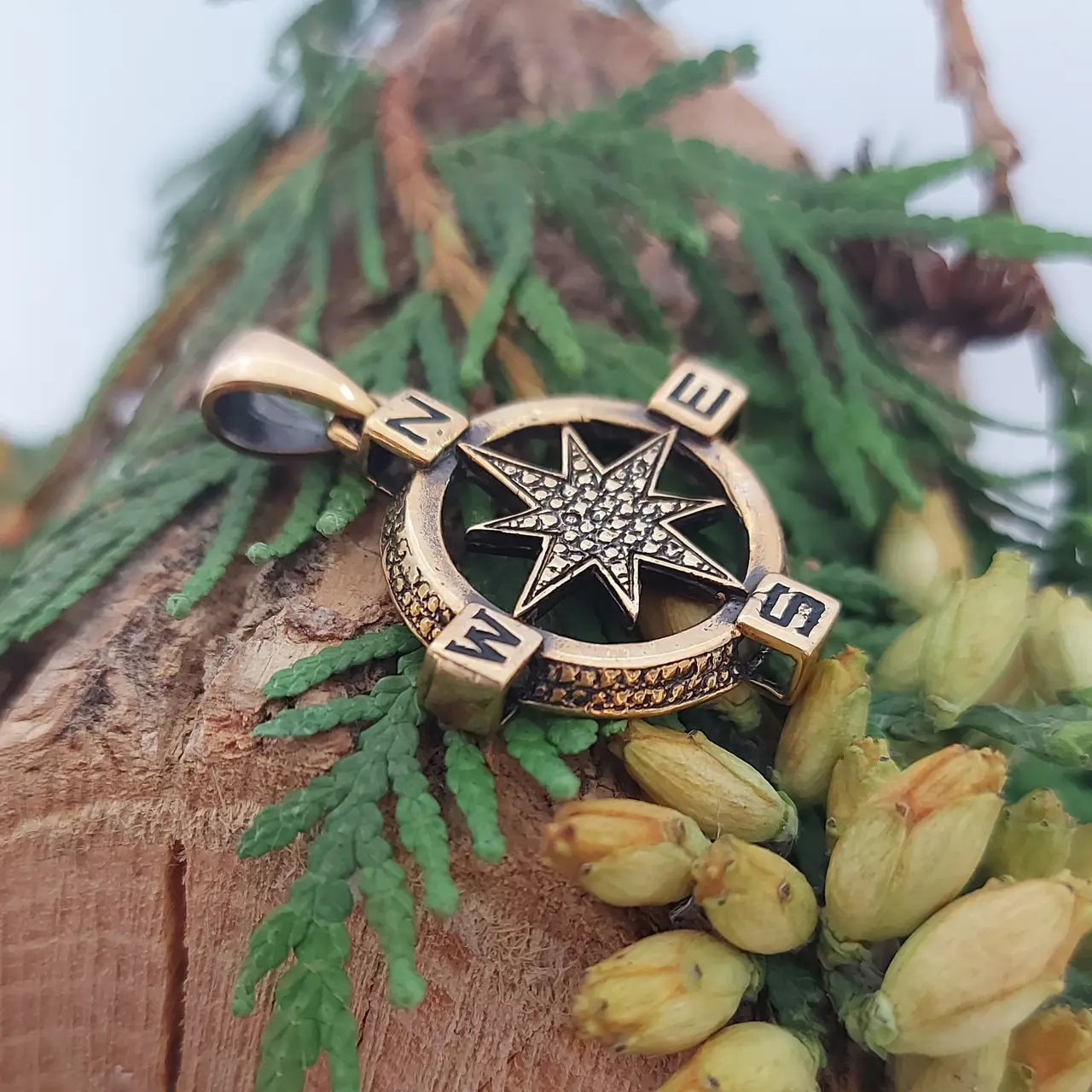 Nautical North Star Compass Pendant Compass Rose Jewelry - Etsy