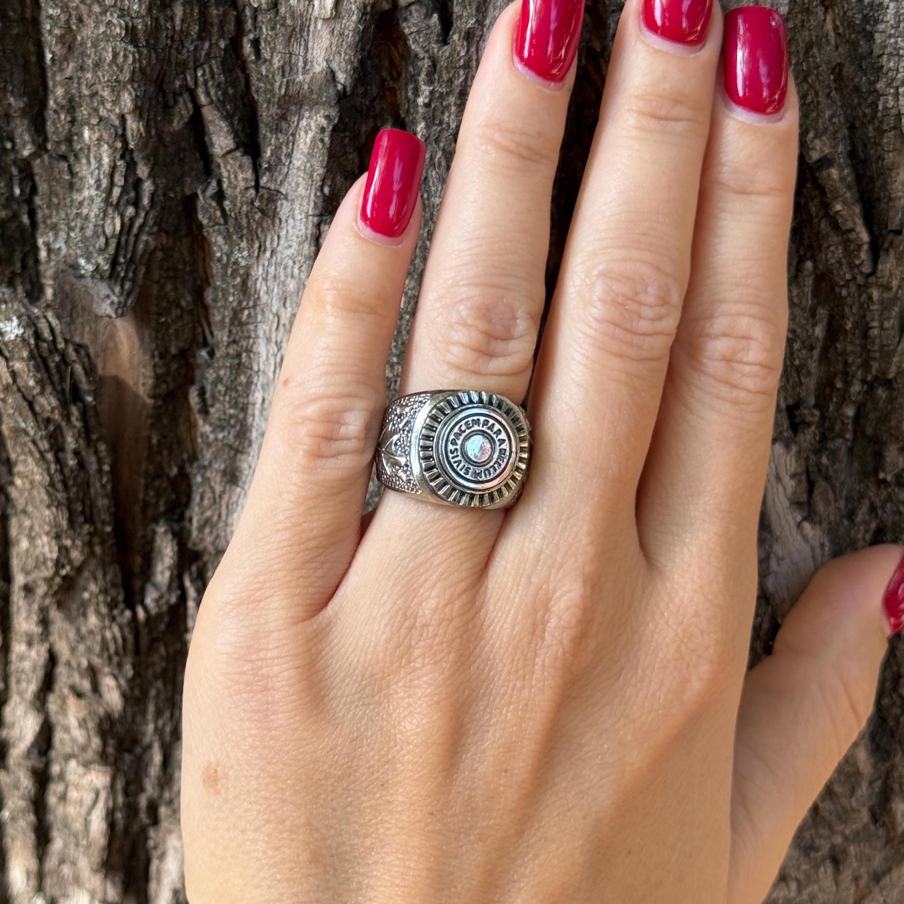 Si Vis Pacem, Para Bellum Bullet Ring • Latin Quote Ring • Bullet Band ...