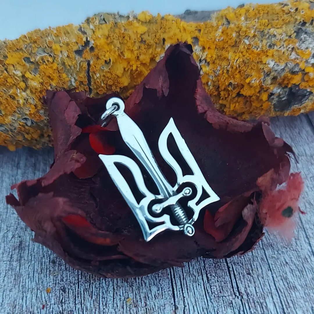 Ukrainian Trident Sword Pendant Tryzub Necklace - Etsy