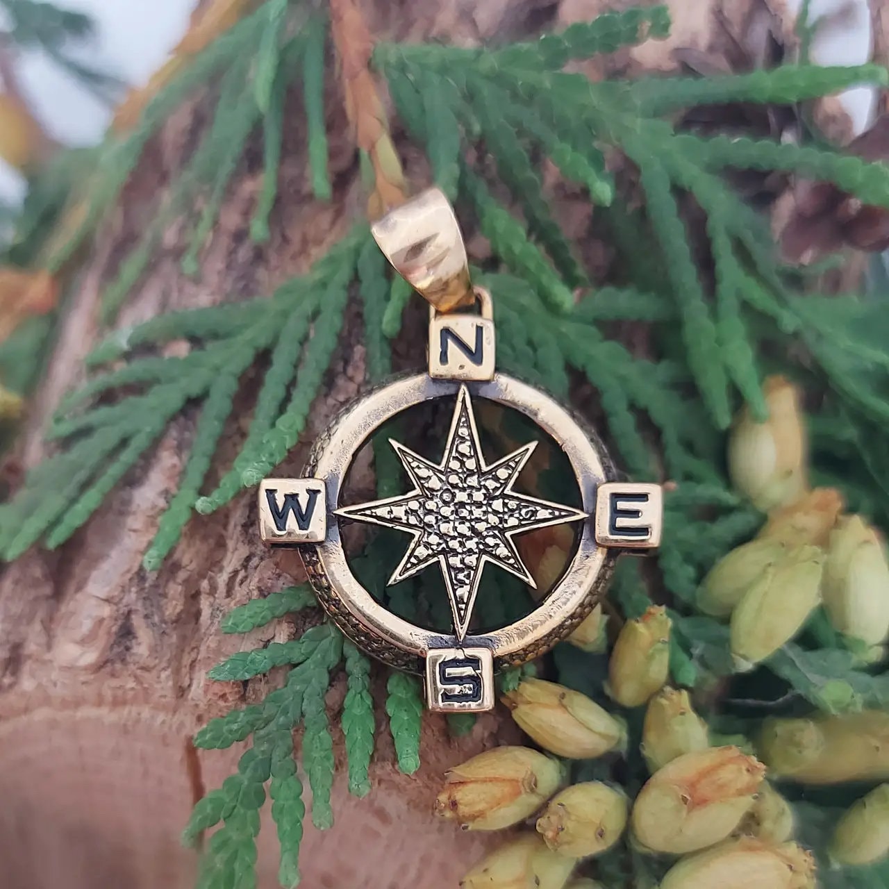 Nautical North Star Compass Pendant Compass Rose Jewelry - Etsy