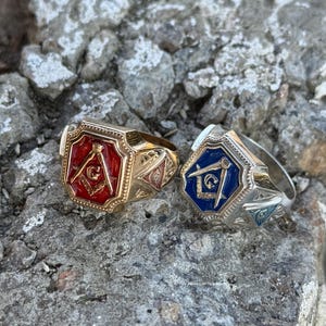 Masonic Ring – Enamel Freemason Ring for Men, Master Mason Signet in ...