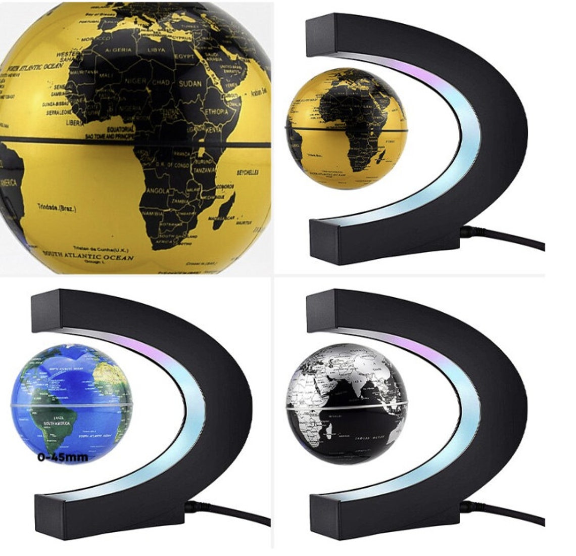 Magnetic Levitation Floating World Map Globe With C Shape Base ...