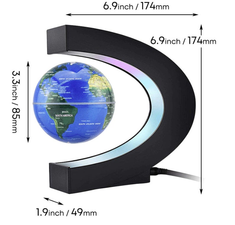 Magnetic Levitation Floating World Map Globe With C Shape Base ...
