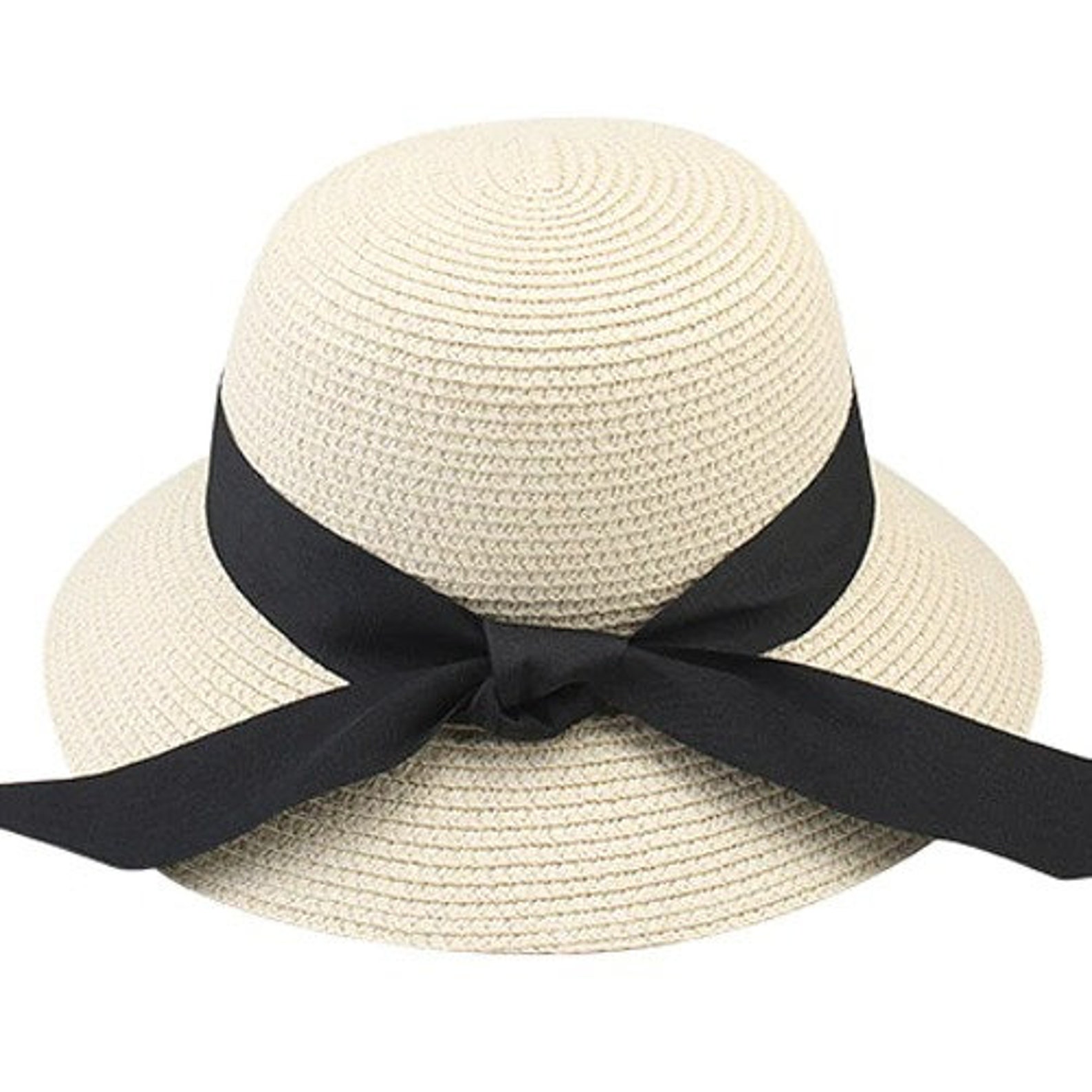 Spring Summer Hat for Women Retro Braided Flat Beach Woven Straw Hat ...