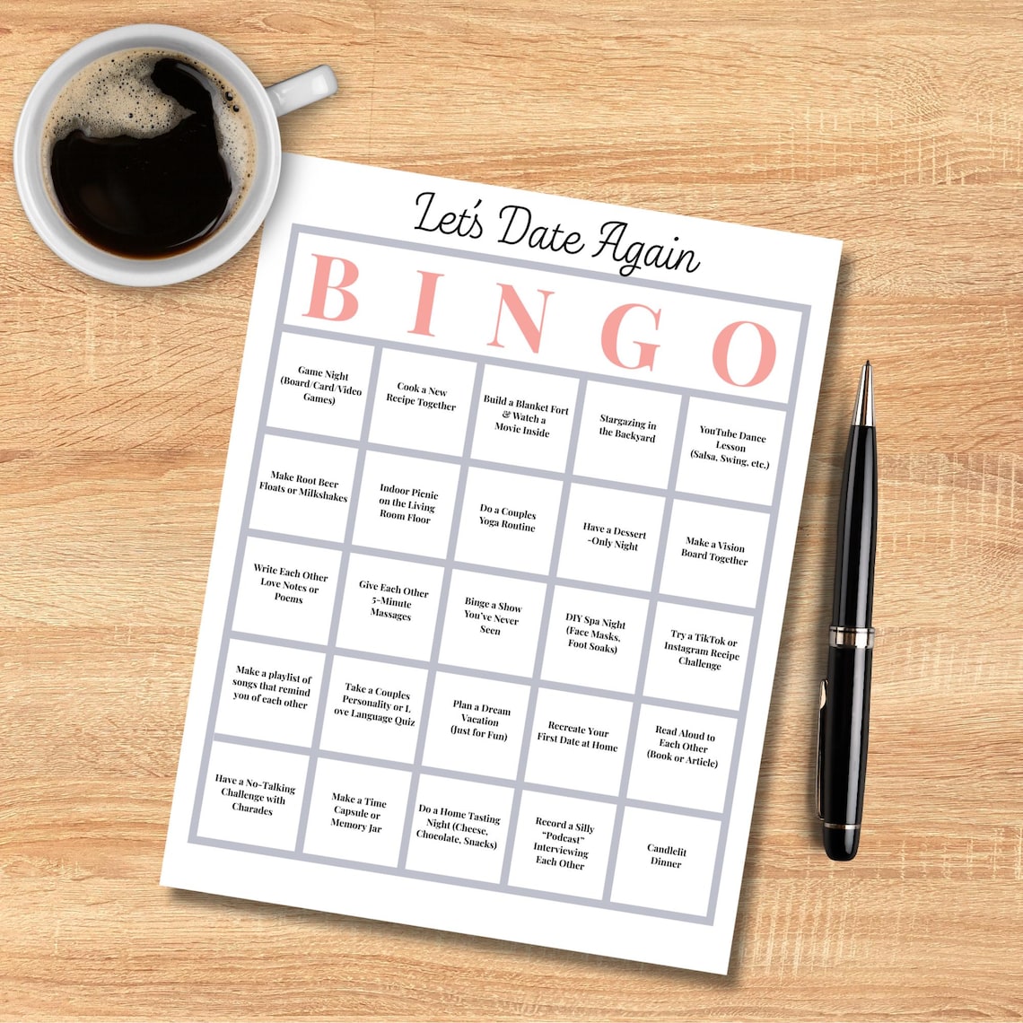 Date Night Bingo for Couples – Printable Game for Him & Her, Fun At ...