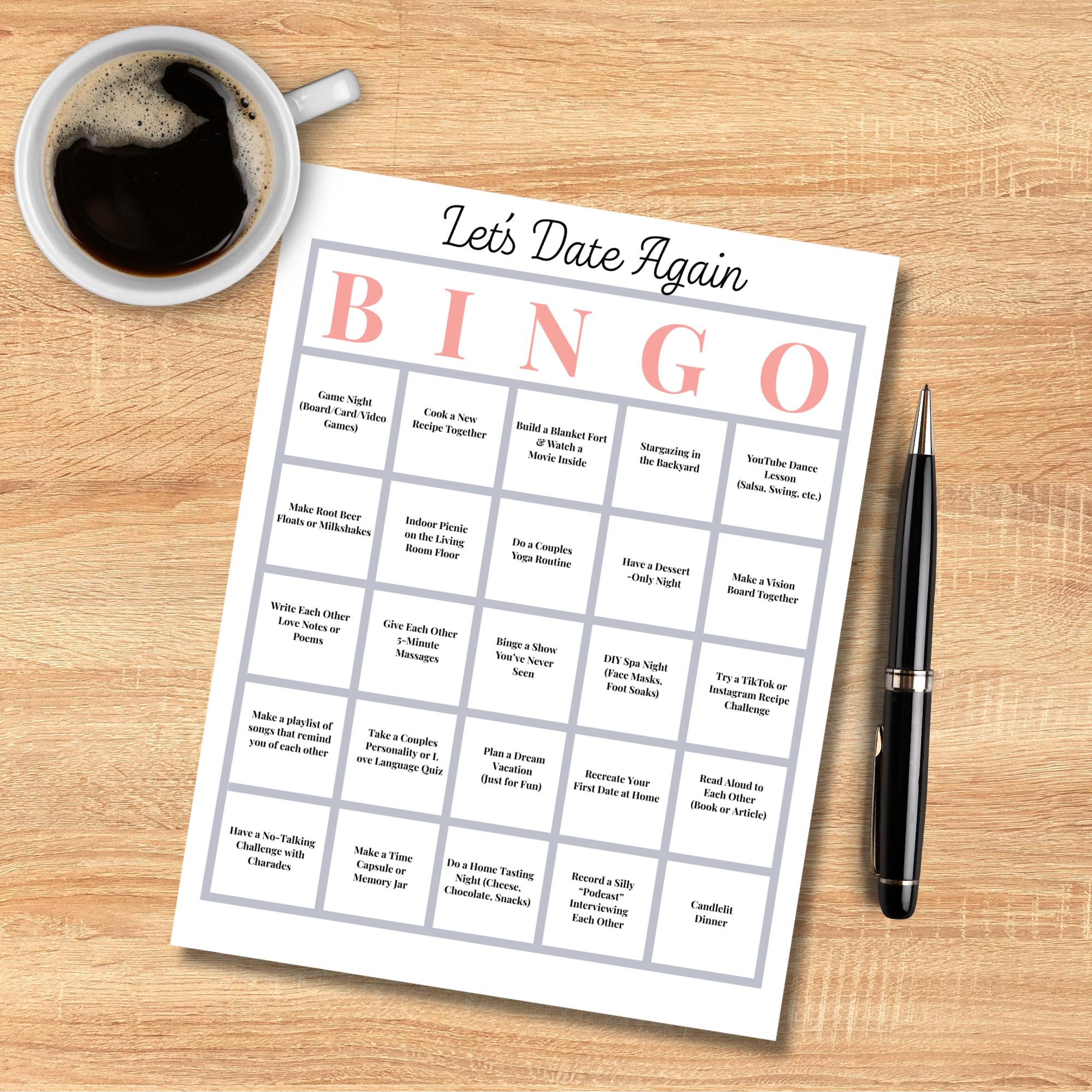 Date Night Bingo for Couples – Printable Game for Him & Her, Fun At ...