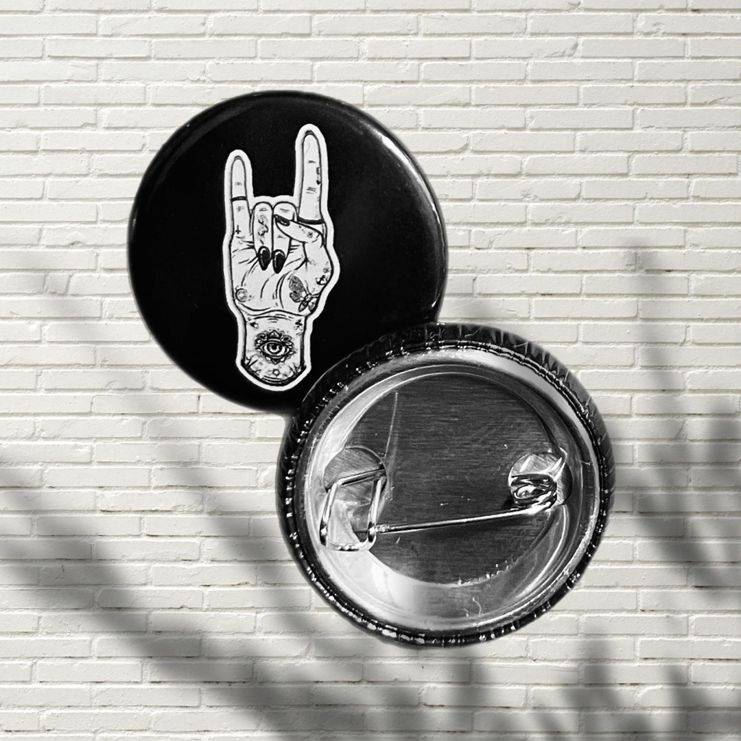 Rock on Hand Symbol Pin Badge: Devils Horns Tattoo, Handmade - Etsy UK