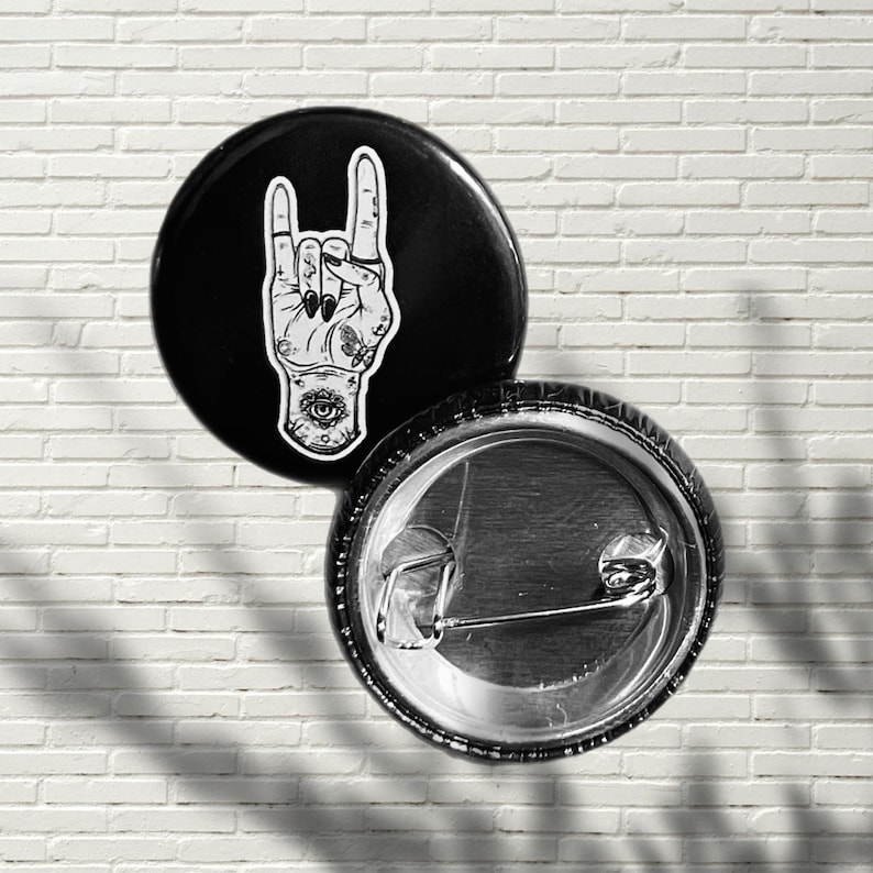 Rock on Hand Symbol Pin Badge: Devils Horns Tattoo, Handmade - Etsy UK