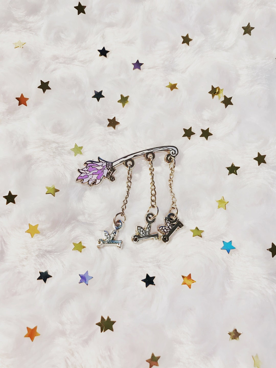 Broom With Keys Dangle Enamel Pin - Etsy