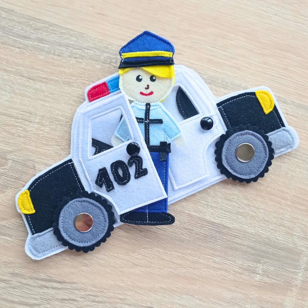 Felt Vehicle Toy Set 5 Interactive Cars With Drivers Fire Truck ...
