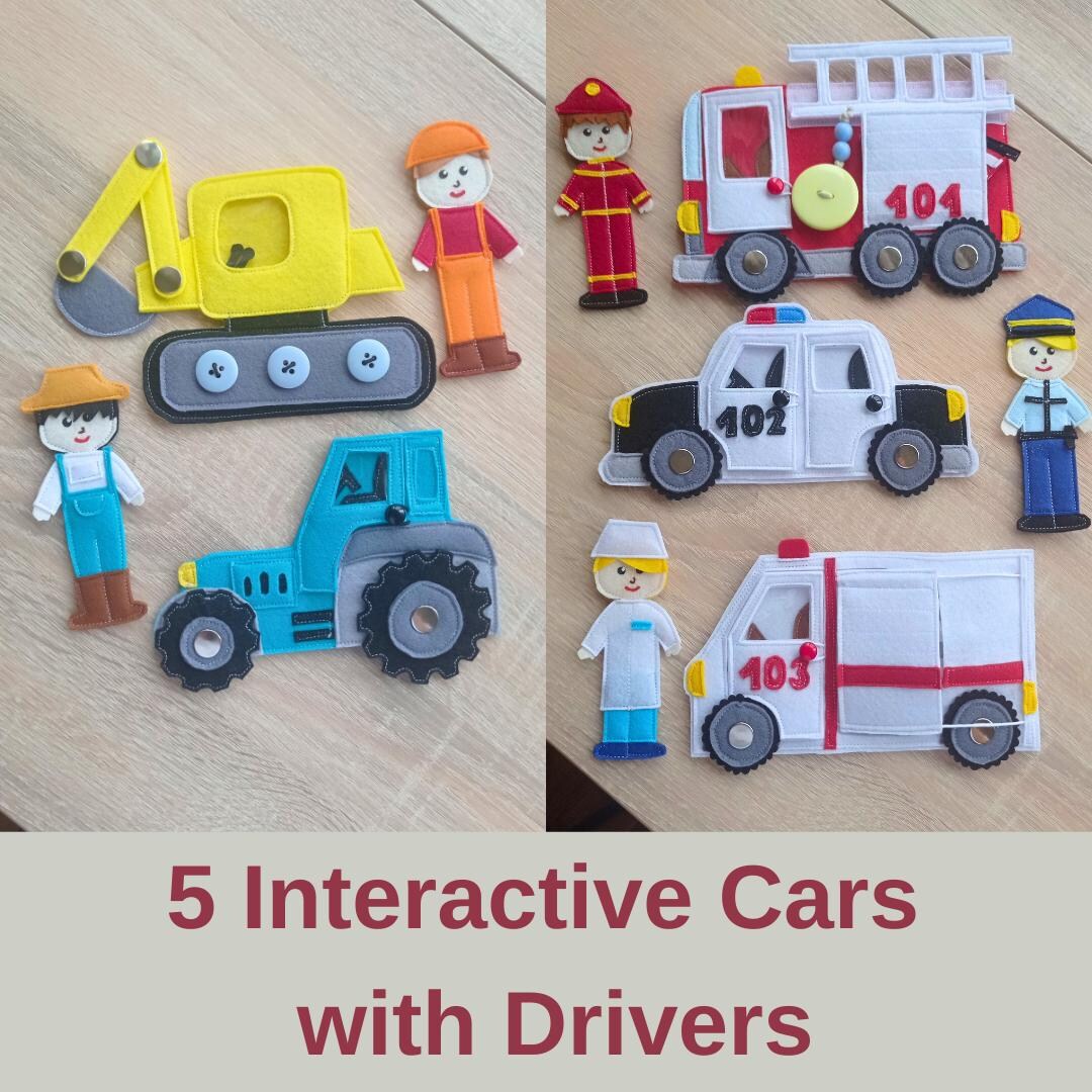 Felt Vehicle Toy Set: Montessori Cars With Drivers - Etsy