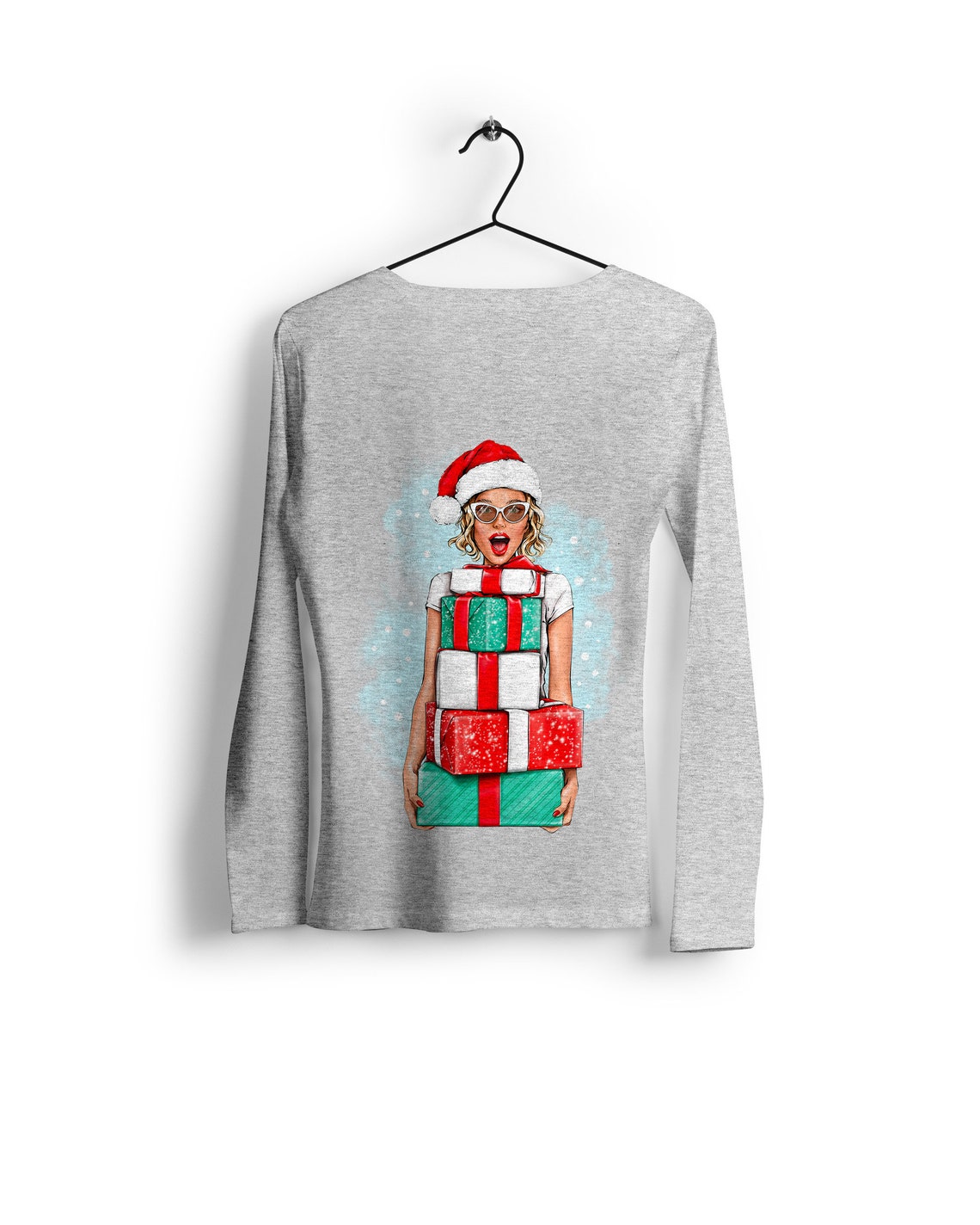 Christmas Clipart Woman in Santa Hat Winter Clipart New - Etsy