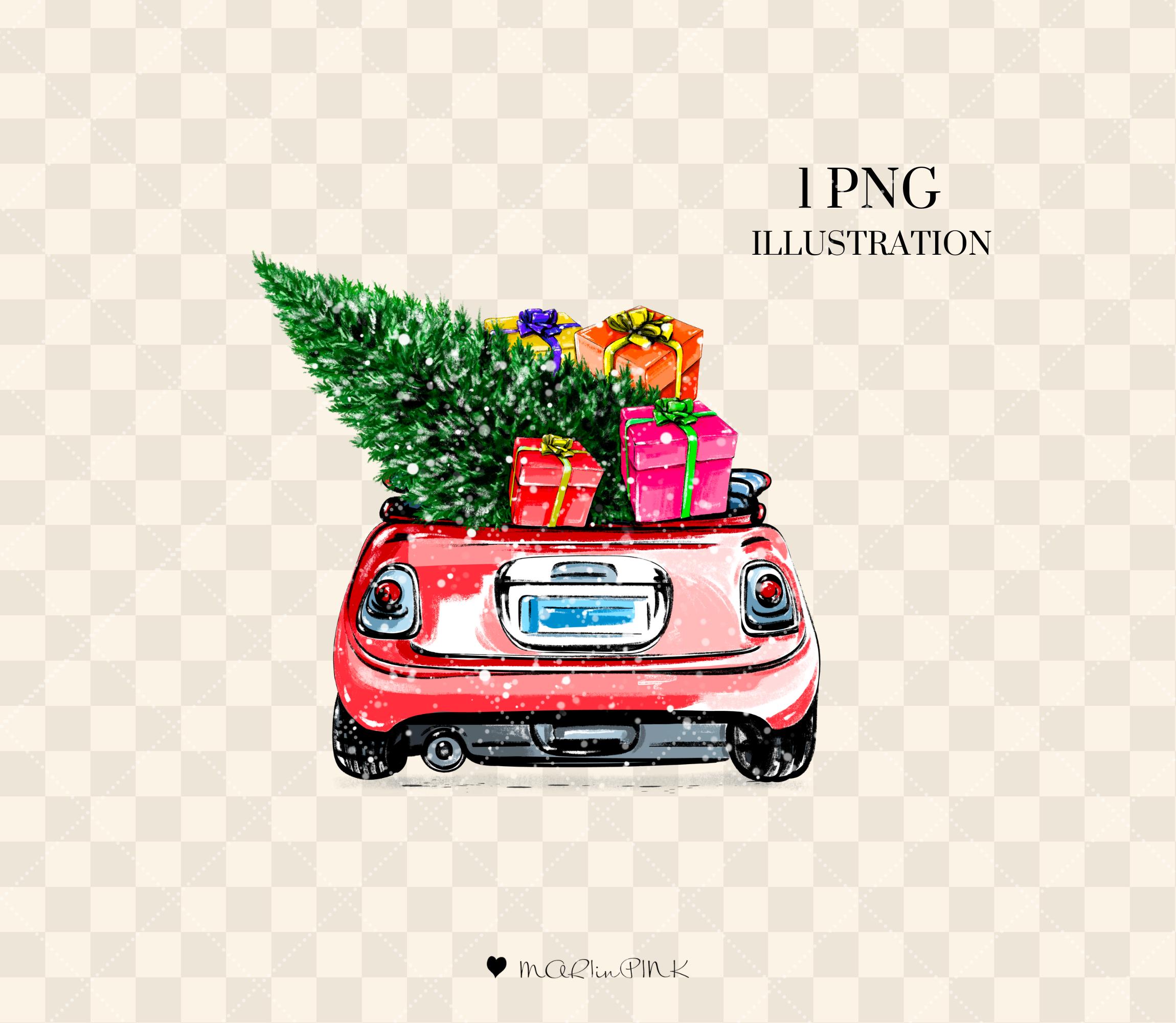 Christmas Card - DIGITAL Download - Printable Christmas Card Red Car ...