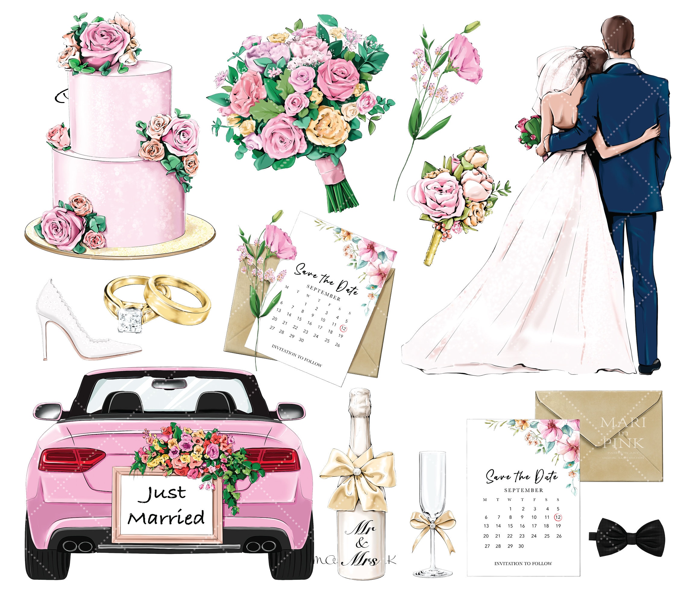 Wedding Planner Stickers Wedding Icons Wedding Elements - Etsy