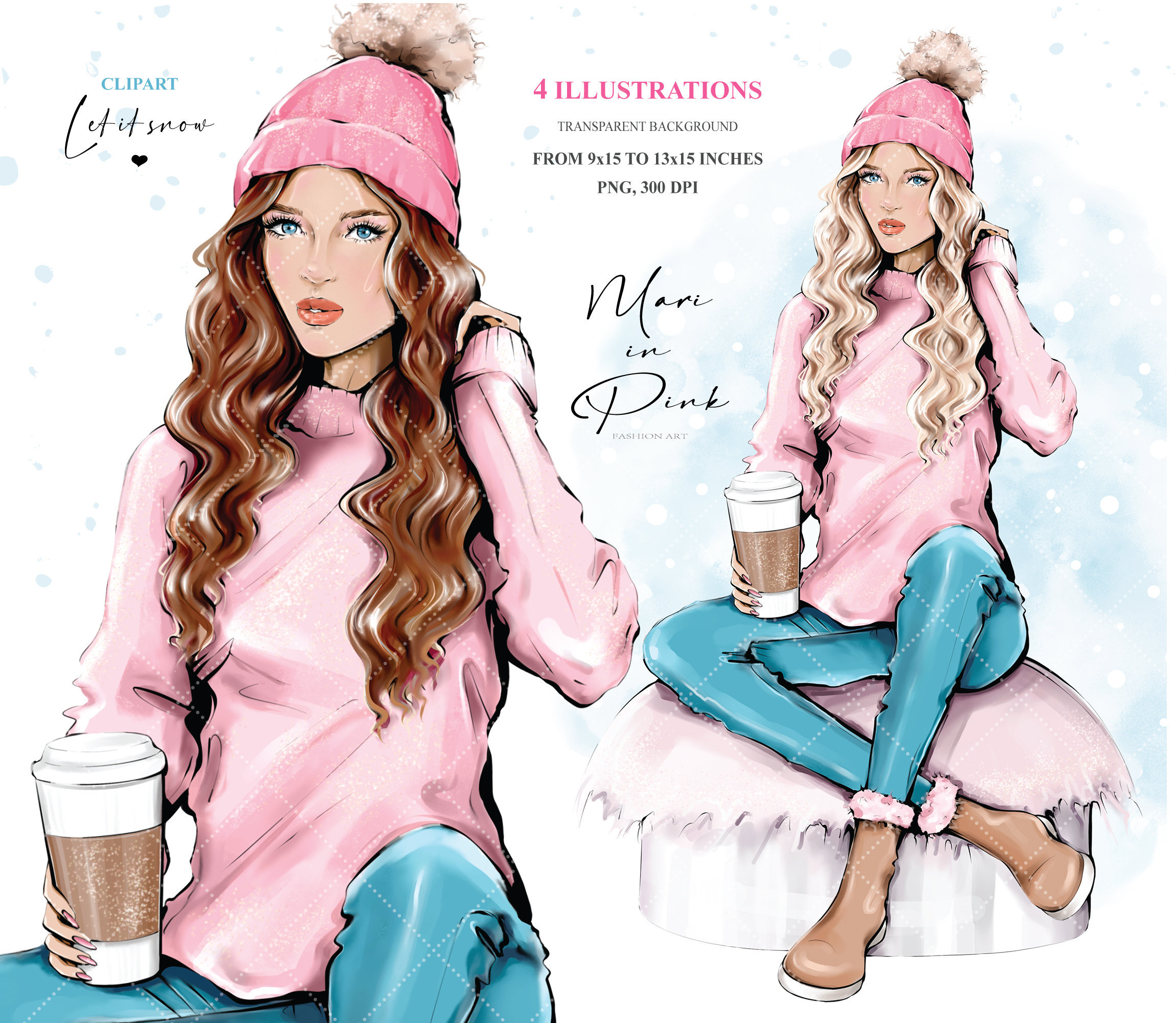 Fashion Illustration Girl Winter Planner Cover Winter - Etsy