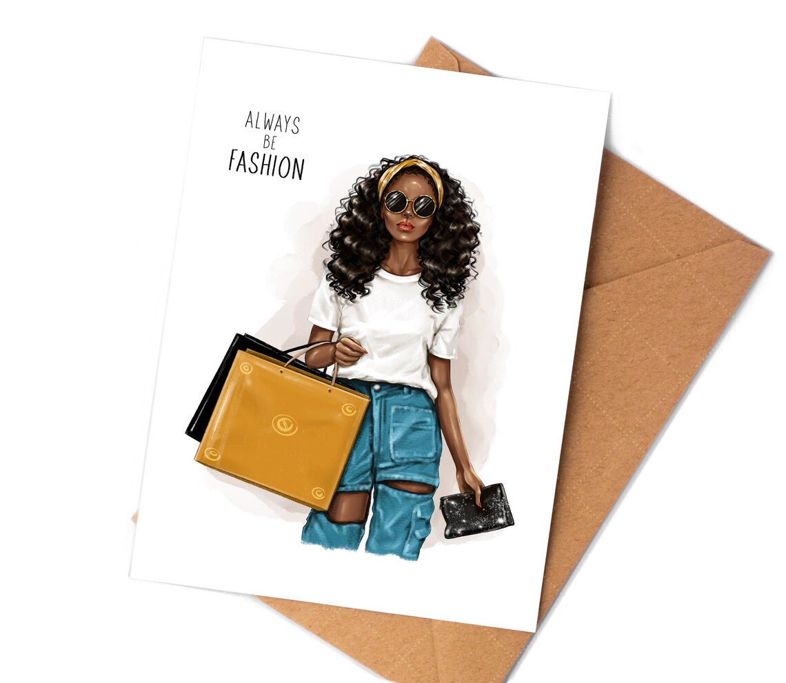 Black Woman Clipart, African American Girl, Shopping Bag Clipart, Girl ...