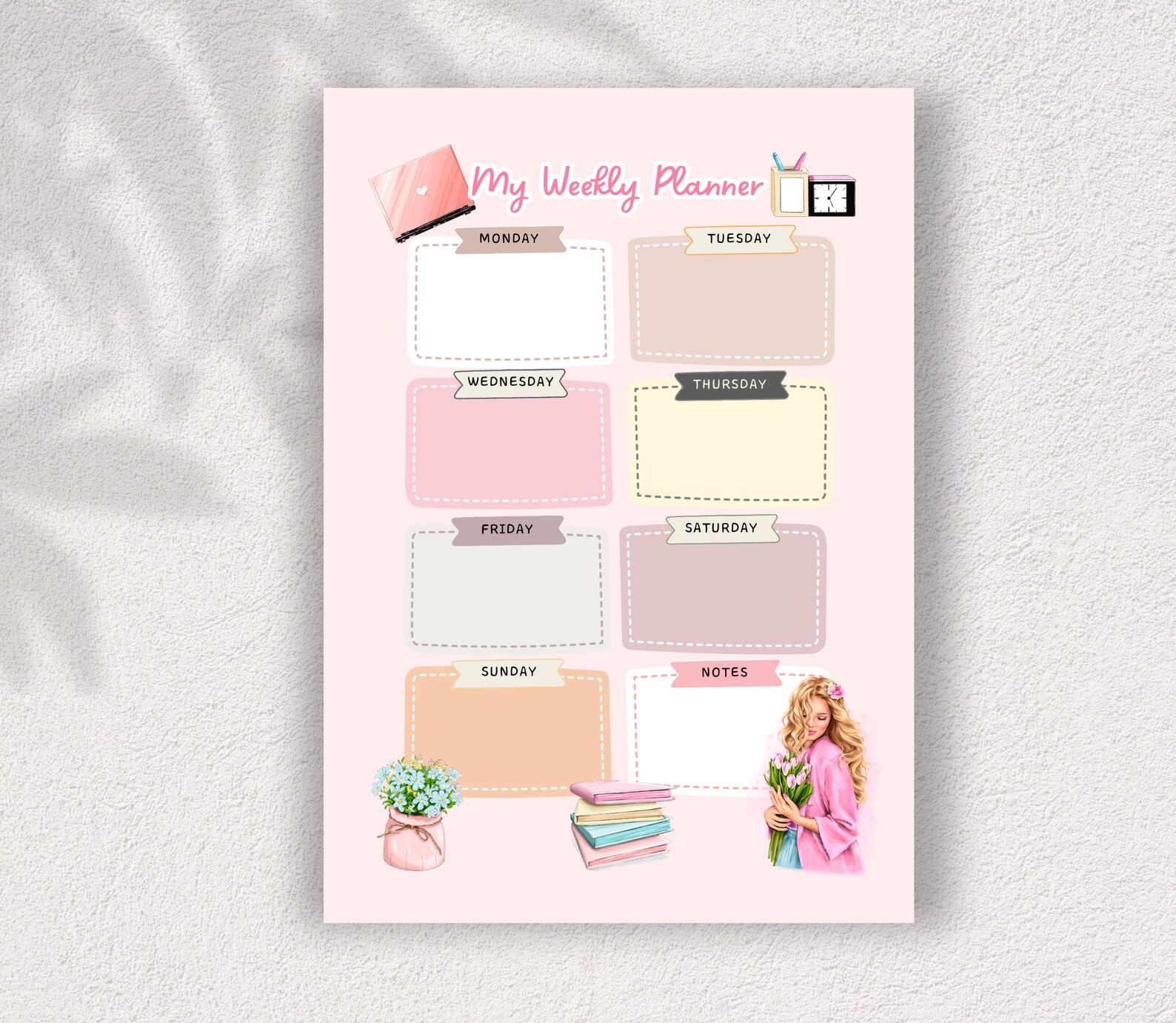 Weekly Planner Printable Digital Download Fashion Planner Girly Planner ...