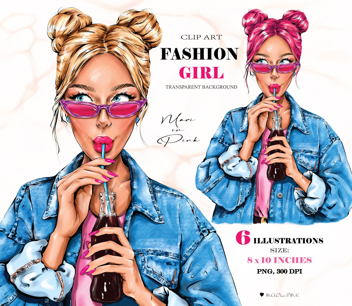 Fashion Girl Clipart Blond Girl Clipart Fashion - Etsy