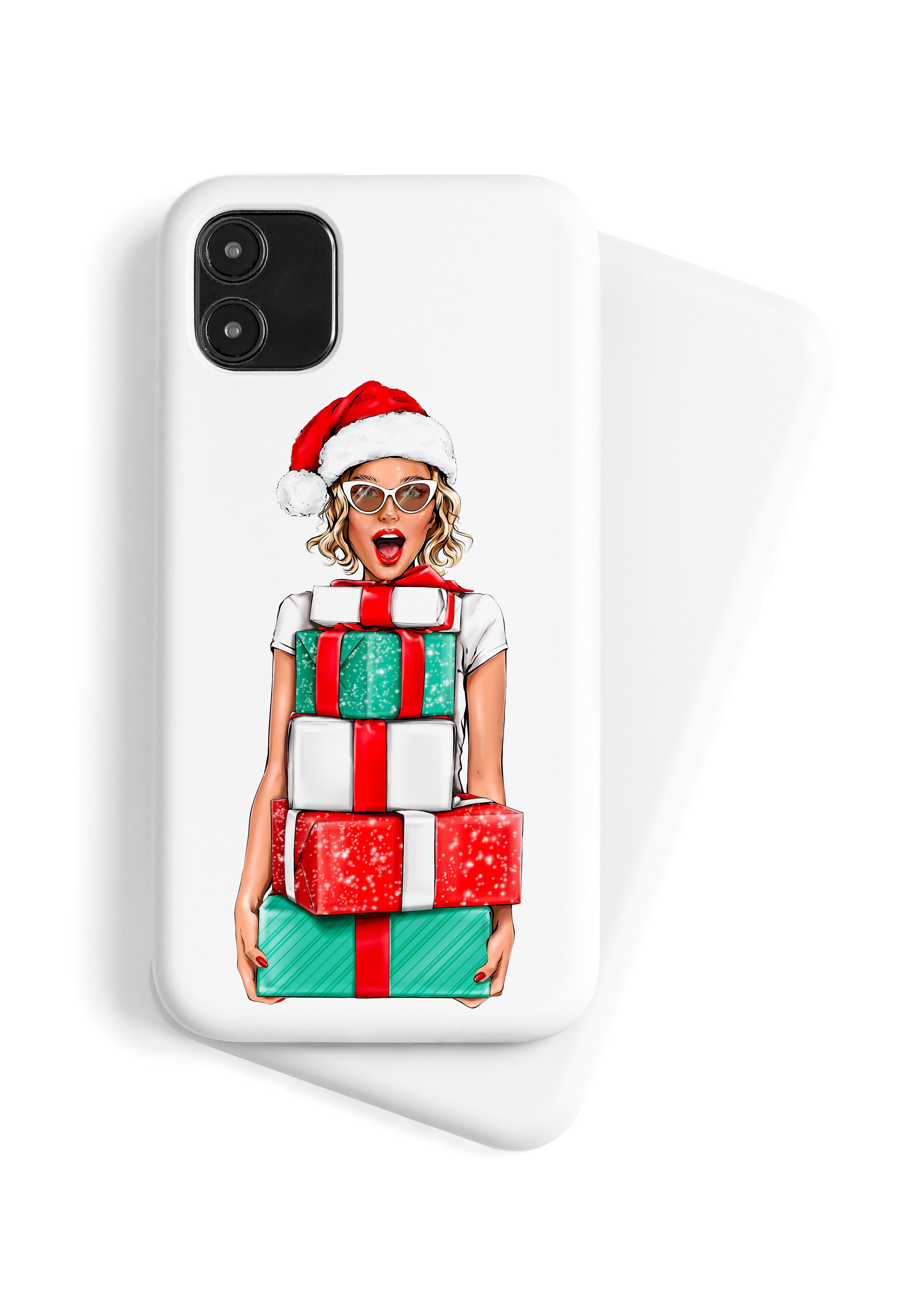 Christmas Clipart Woman in Santa Hat Winter Clipart New - Etsy