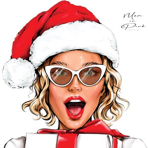 Christmas Clipart, Woman in Santa Hat, Winter Clipart, New Year Clipart ...