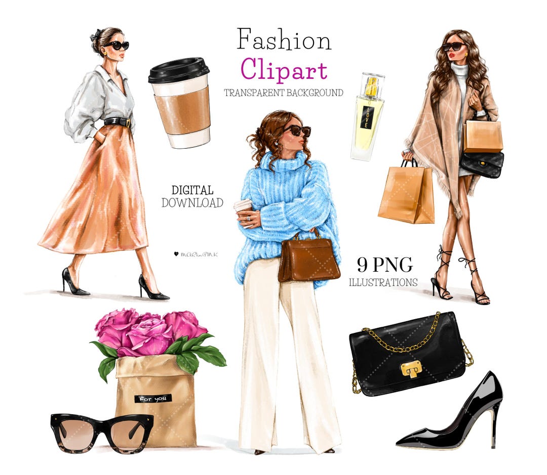 Fashion Clipart, Fashion Bundle, Fashion Girl Illustration, Fashion Set ...