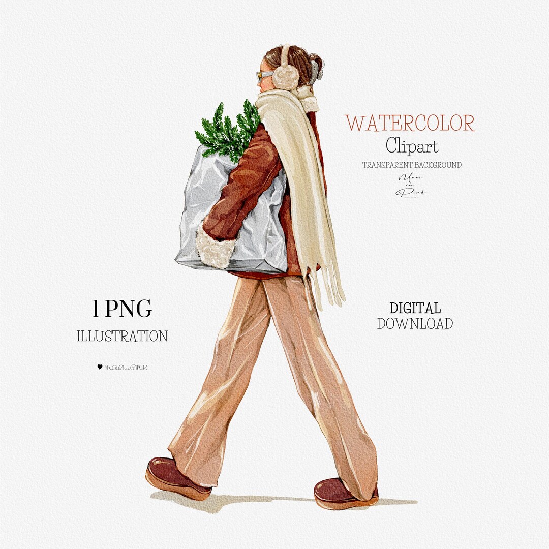 Watercolor Girl Clipart, Fashion Clipart, Winter Clipart, Fashion ...